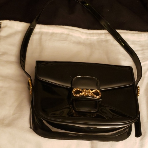 Bags | 312 Vintage Goth Black Pvc Purse Evening Bag | Poshmark
